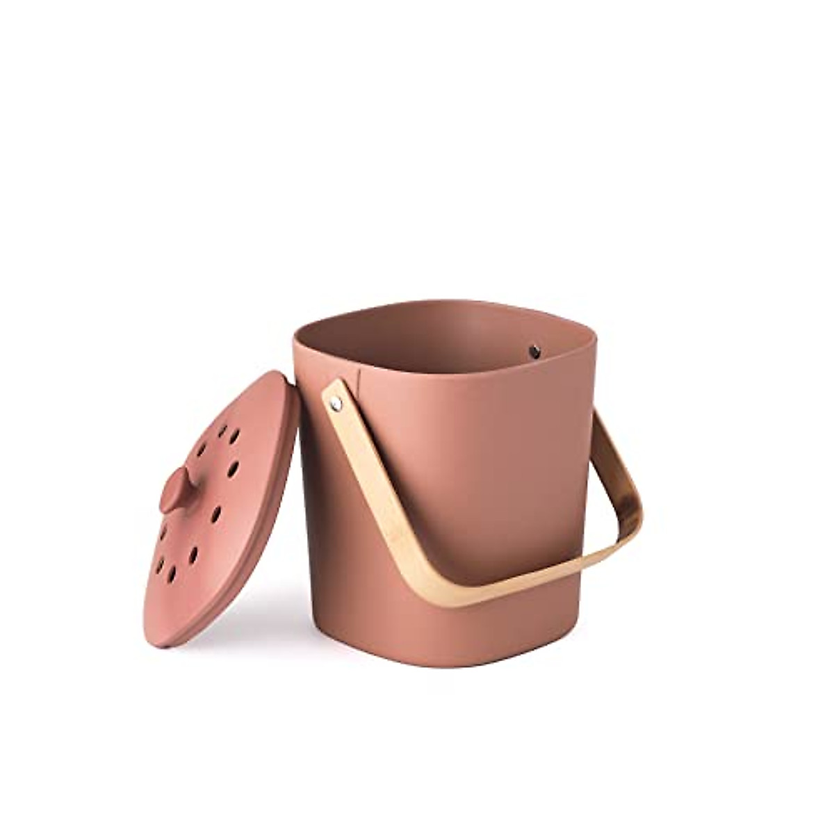 Bamboozle Kitchen Compost Bin – Indoor Countertop Food Composter, Made of Sustainable Bamboo Fiber | Terracotta Color