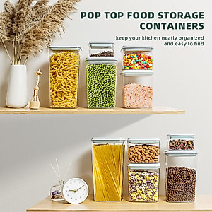 Tourdeus Pop Airtight Food Storage Containers for Pantry Organization, 10-Piece BPA Free Food Storage Containers Air Tight Storage Containers with Lids, 3.5Qt, 2.9Qt, 2.1Qt, 1.3Qt, 0.6Qt