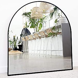 Black Arched Mirror, 33" x 31" in, Black Arch Mirror Decor, Perfect for Entryway Mirror, Mantle Mirror, Dresser Mirror for Bedroom - Large Arched Bathroom Mirror - Mantel, Half Circle Mirror