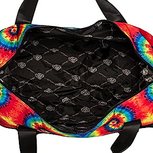 ED HARDY Unisex Black/Rainbow Skull Tatoo Print Nylon Duffle Bag With Adjustable Shoulder Strap