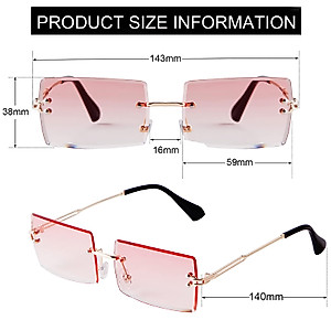 SORVINO Rimless Rectangle Sunglasses for Women Men Trendy Fashion Sheer Pink,Blue Tinted Lens Frameless Glasses