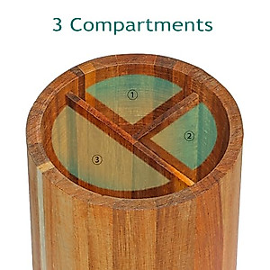 Acacia Wood Utensil Holder for Countertop 360° Rotating Cooking wooden Utensils Crock for Kitchen Counter Farmhouse Spatula Holder Kitchen Utensil Storage Organizer Storage Caddy