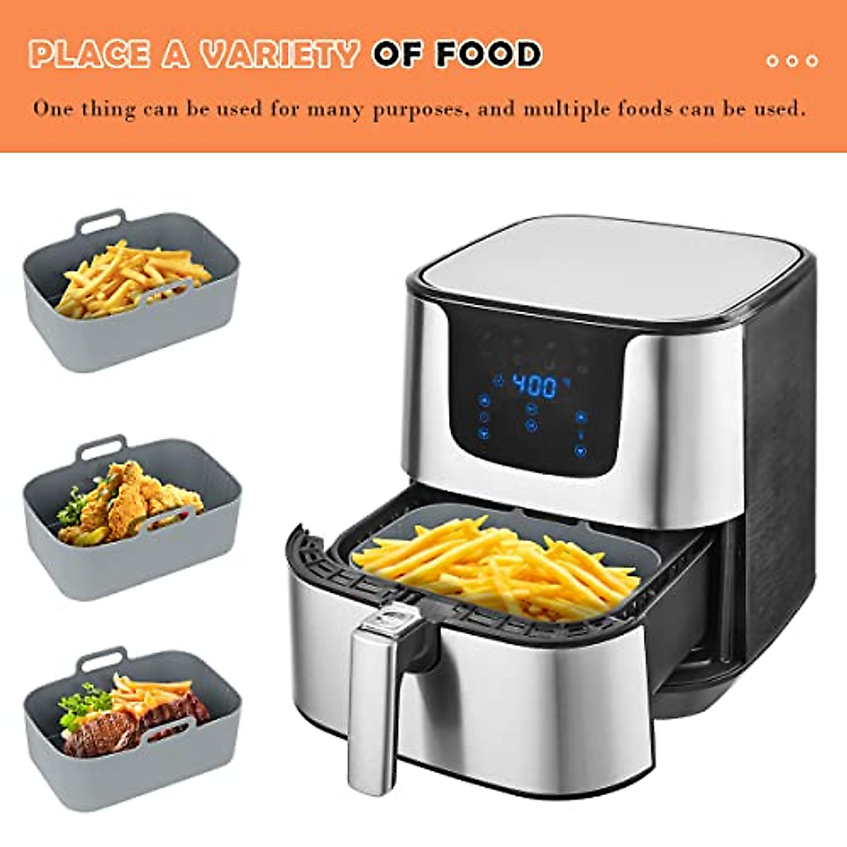 2PCS Air Fryer Silicone Pot - Silicone Air Fryer Reusable Liners for 8QT Ninja Foodi DZ201 DZ401 8QT, Food Safe Air Fryer Silicone Basket, Easy Cleaning Air Fryer Pan with Heat-proof Gloves