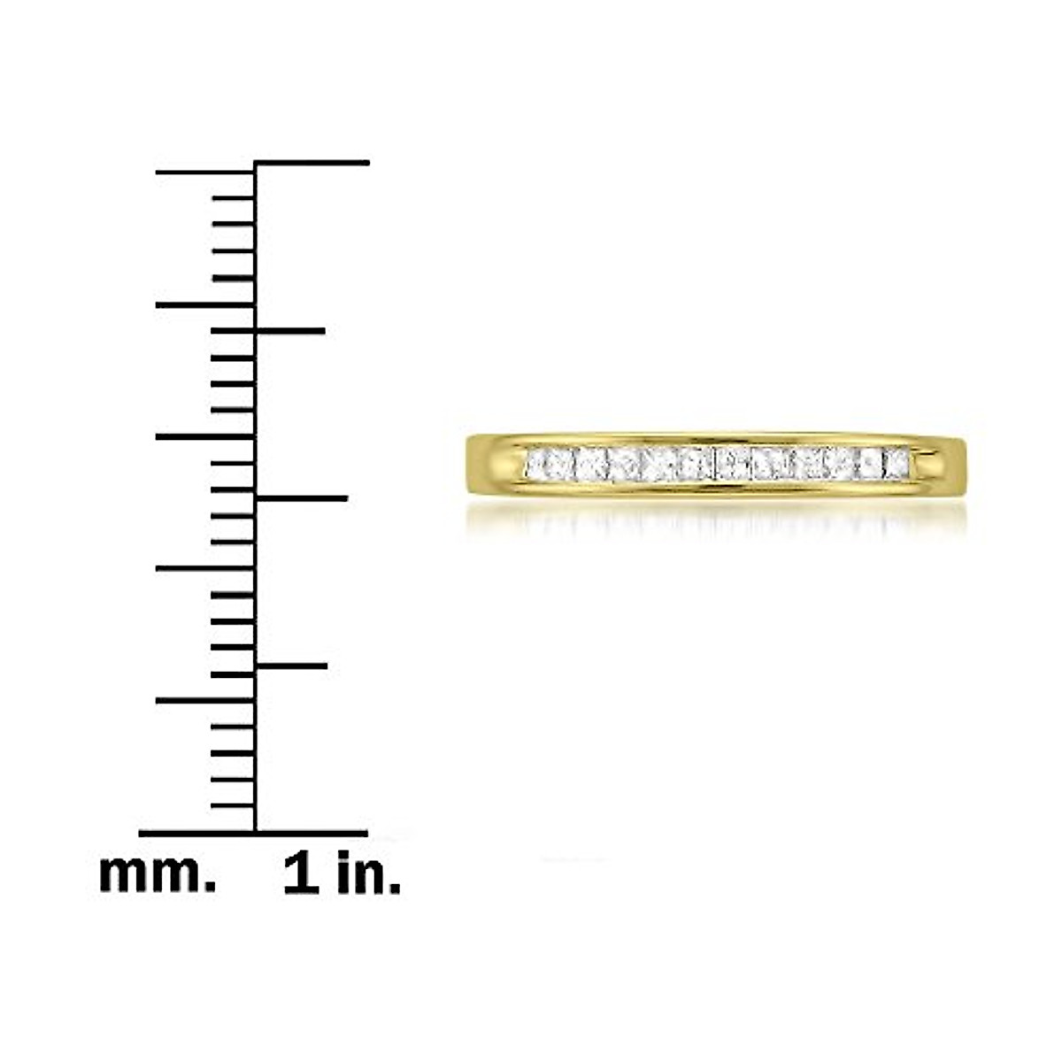 Beyond Brilliance 1/4 Carat Diamond, Channel-Set 14K Yellow Gold Princess Cut Diamond Bridal Wedding Band Ring (I-J, I2-I3) Natural Diamond Rings For Women | Gift Box Included Size-4