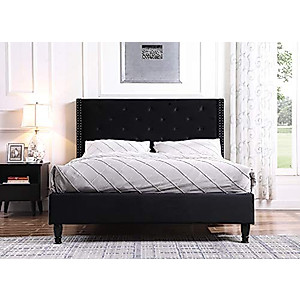 Home Life furBed00007_Suede_Queen_Black Platform Bed