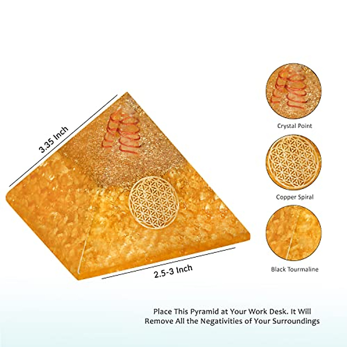 Orgone Pyramid - Citrine Pyramid - Crystal Decor - Stones and Crystals - Meditation Accessories - Wealth Pyramid - Witchcraft Supplies - Positive Crystals - Chakra Pyramid