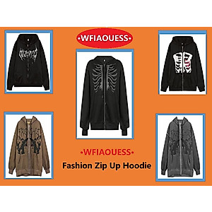 Y2k Skeleton Sweatshirt,Unisex Skeleton Zip Up Hoodie Fashion Vintage Jacket Graphics E-Girl 90s Sweatshirt (1,XXXL)
