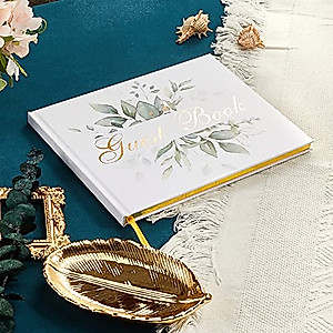 Wedding Guest Book - Guest Sign in Book - Wedding Reception Registry Book - Hard Cover, 7" x 9" (Eucalyptus Gold Foil, Book)