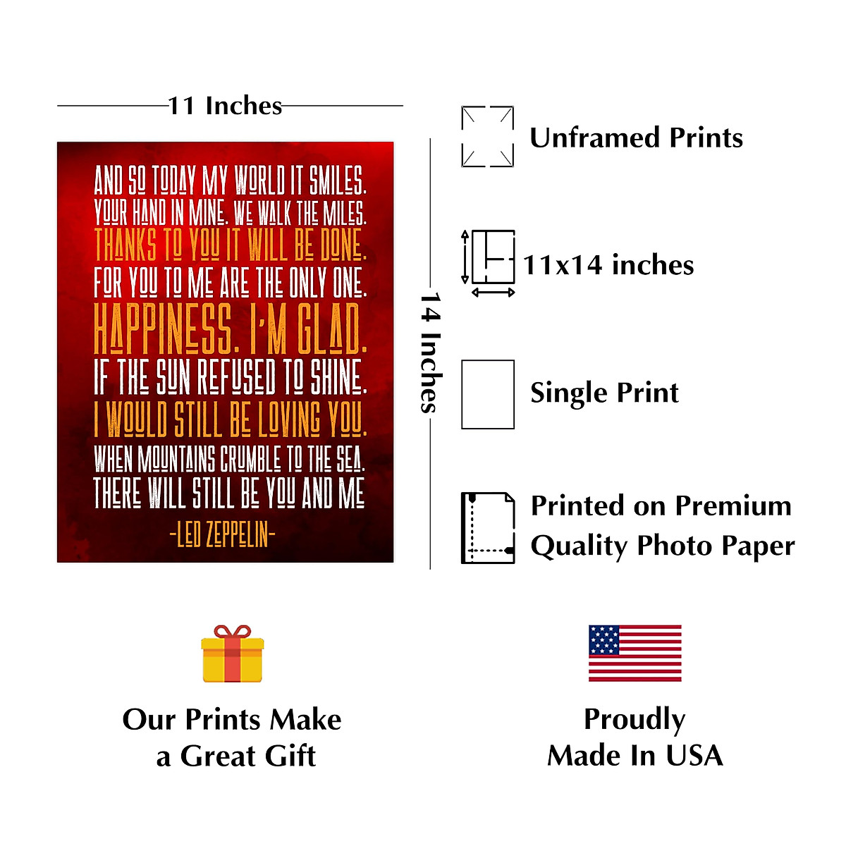 Still Be Loving You - Led Zeppelin Vintage Decor Wall Art, This Wall Decor Music Poster, is A Great Vintage Rock Print For Home Decor, Office Decor, or Man Cave Room Decor Aesthetic, Unframed - 11 x14