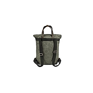 Waxed Canvas Backpack Roll Top Big Rucksack Unisex Casual Daypack for College Travel Hipsters Women Men (Army Green)