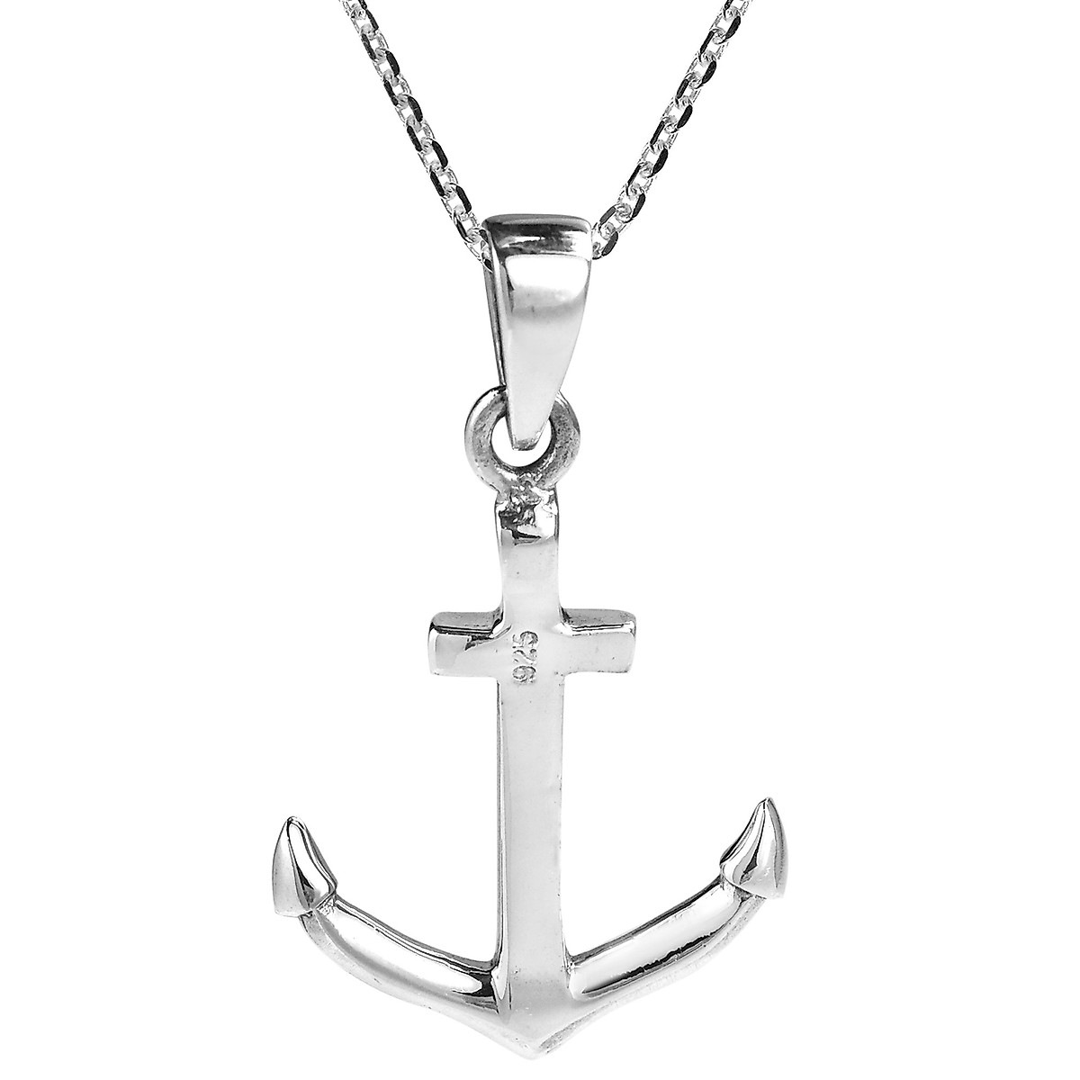 AeraVida Nautical Anchor Cross of Hope .925 Sterling Silver Pendant Necklace