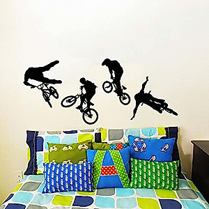 JUEKUI Bicycle Wall Sticker Art Living Room Bedroom BMX Bike Bicycle Wall Decor Sticker Vinyl Art Decal WS97 (Black)