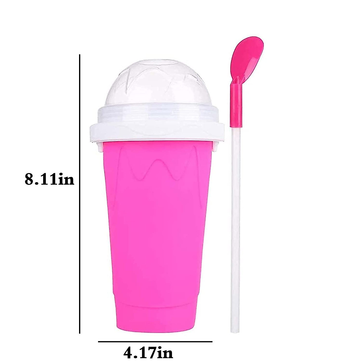 Slushy Maker Cup,Slushy Maker Squeeze Cup,Quick Frozen Smoothies Cups Frozen Magic Cup,Summer Juice Ice Cream Cup,DIY Homemade Smoothie Cups,Reusable Silicon Ice Cup with Straw Spoon 2PCS Blue+Red