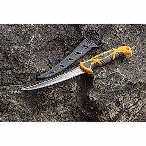 Smith’s 51061 6” Boning Fillet Knife - 400 Series Stainless Steel Blade - Non-Slip Soft Grip Handle - Protective Sheath - Curved Fillet Knife - Deboning & Game Processing - Fishing & Hunting Knife