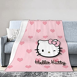 ISUNIET Lightweight Throw Blanket Ultra Soft Velvet Bed Blankets Quilt Durable Home Decor Sofa Carpet 50''x40'' Cartoon Pink Kitty Cat (80)