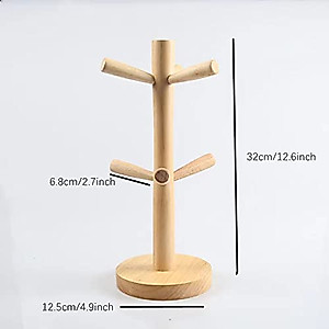 Mug Holder Tree, Bamboo Mug Tree Stand, Countertop Mug Tree, Coffee Cup Stand for Countertop, Coffee Cup Holder with 6 Hooks