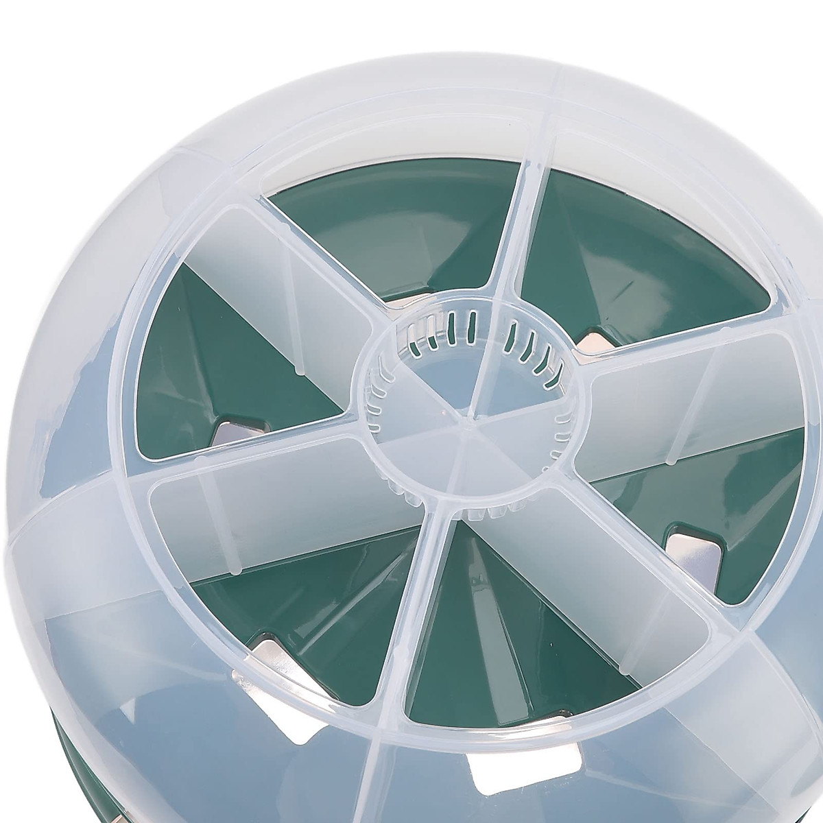 Mumusuki 4kg Rice and Grain Storage Container, Single Layer 6 Grids 360° Rotating Food Dispenser Airtight Food Storage Container for Grain, Sugar, Flour, Rice, Nuts, Snacks (Dark Green)