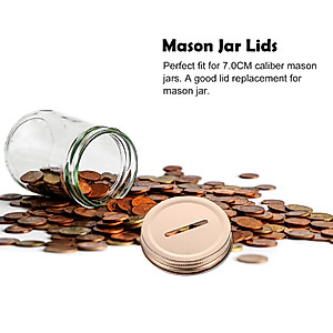 FOMIYES 25Pcs 6 Colored Piggy Bank Lids Jar Coin Bank Lid Metal Coin Slot Piggy Bank Lid Insert for Mason, Ball, Canning Jars (Gold, Silver, Black, Rose Gold, Blue)