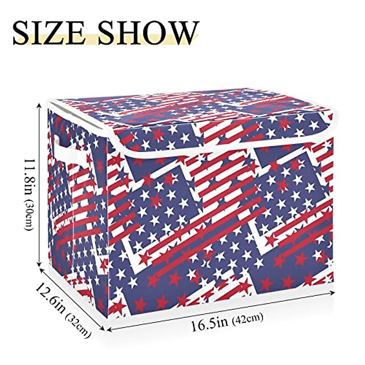 Patriotic Storage Bins for Closet, Collapsible Storage Baskets with Lids and Handles for Shelves Closet Home Decor