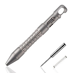 TACRAY Mini Titanium EDC Pen,Keychain Pen,Pocket Size Pen,Small Bolt Action Pen