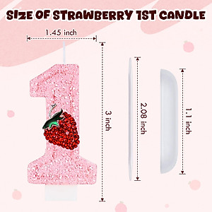 1st Strawberry Birthday Candle Pink Number 1 Candle with Red Strawberry Cute Berry First Birthday Decor for Cake Topper Party Supplies 1st Birthday Strawberry Theme Party, Anniversary