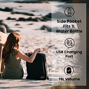 Nordace Siena Smart Backpack with USB Charging - 15.6 Inch Laptop Backpack, 19L Daily Backpack for Travel, Everyday, Work, or School (Black)