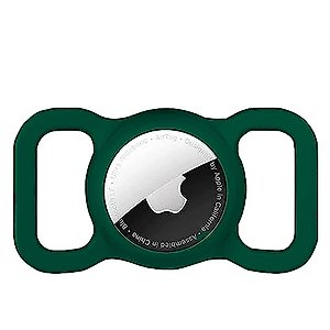 Airtag Dog Collar Holder Waterproof airtag case for Dog Collar,pet GPS Tracker for Cats,Silicone Dog Tags Personalized for Anti-Lost Green