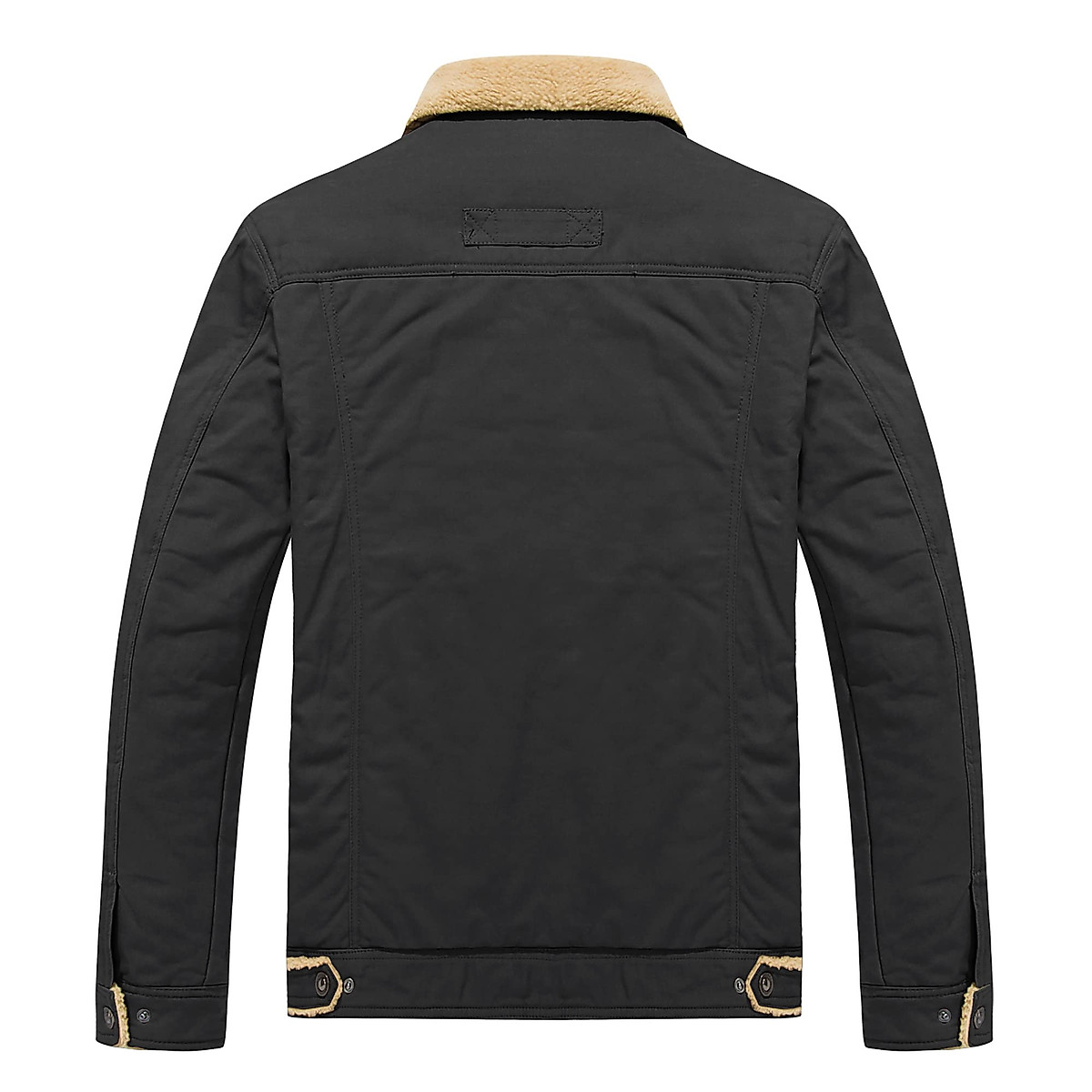 CRYSULLY Men's Winter Thicken Coat Button Cargo Jacket Windbreaker Coat Dark Grey