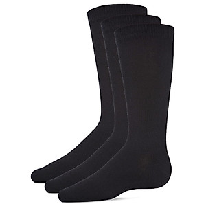 MeMoi Boys' 3 Pair Pack Flat Crew Socks Black 6-7