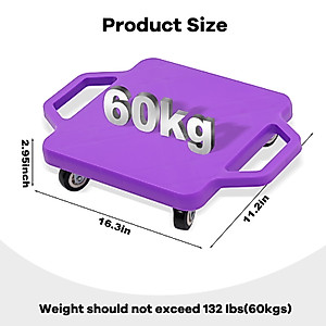 Kids Sitting Scooter Board with Universal Wheels Safety Plastic Scooter for Kids Ages 6-12 Manual Sport Scooters with Handles for Gym Class(Pueple)