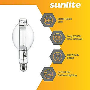 Sunlite 03680-SU MH1000/U/BT37 M47 Metal Halide Lamp, 1000 Watts, Mogul Base (E39), BT37, 12,000 Hours Life, 110,000 Lumen, Clear Finish, 4000K