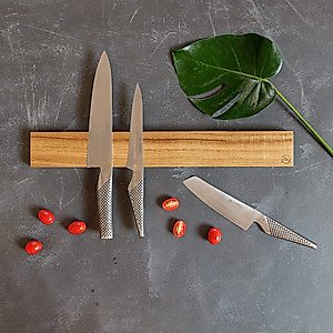 Premium 17.7 In Acacia Wood Magnetic Knife Holder For Wall - Knife Magnetic Strip - Stylish Magnet Knife Holder Strip - Kitchen Knife Magnetic Holder - Knife Storage - Knife Holder Magnet - Knife Rack