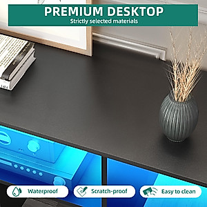 YITAHOME DIY TV Stand w/LED Strip, Modern Deformable Entertainment Center for 75/70/65/60/55/50/45 inch TVs, Gaming TV Consoles 2 Pieces Media Console Cabinet for 300lbs for Living Room, Black