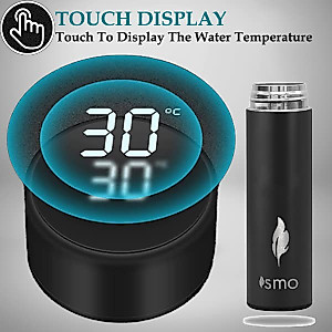 ISMO Smart Insulated Mug - Smart Sensing Intelligent Display - 500 ml Stainless Steel Insulated Tea Infuser Tumbler for Loose Leaf Tea, Iced Coffee and Fruit-Infused Water (17oz.) (Black)