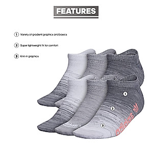 adidas Originals Women's Originals Superlite Gradient 6-Pack No Show, Grey-Onix Space Dye/Grey-Clear Onix Space Dye/White-Clear Onix Space D, Medium
