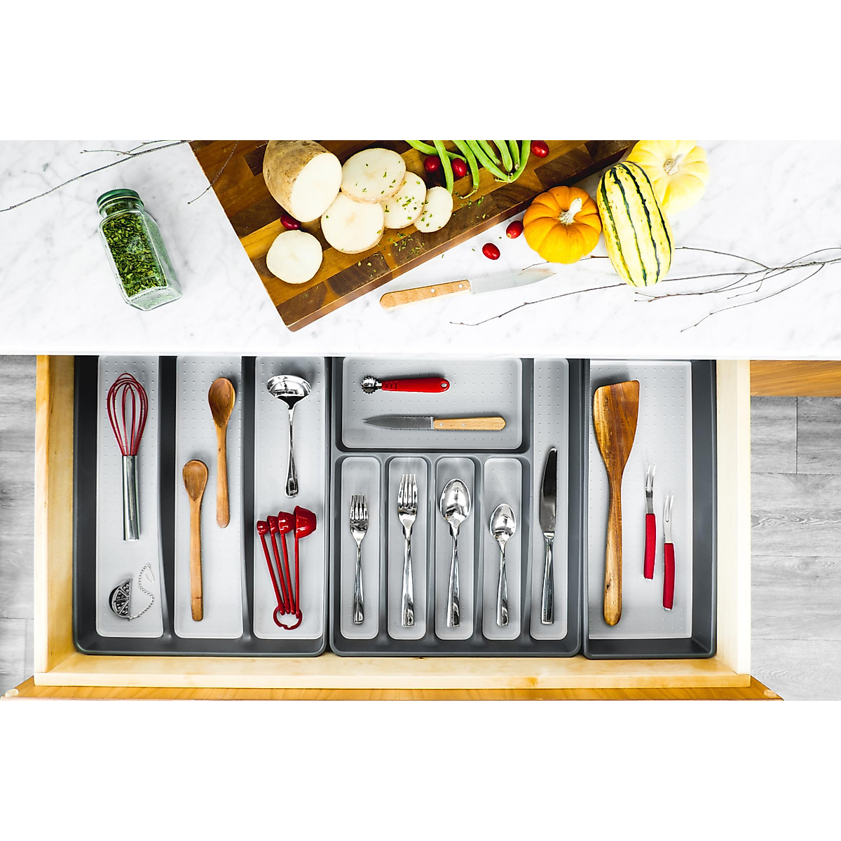 madesmart Classic 15.5" x 6.6" Bin - Granite | CLASSIC COLLECTION | Multi-Purpose Storage Organizer | Soft-grip Lining and Non-slip Rubber Feet BPA-Free, Model Number: 29656