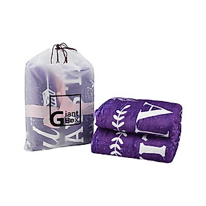 Gift Throw Blanket for Mom in English with Thankful, Thoughtful and Respectful Words, Queen Size 80"*60" Purple (English)