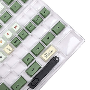 Matcha Dye Sub ZDA PBT Keycap Similar to XDA Japanese Korean Russian for MX Keyboard 104 87 61 Melody 96 KBD75 ID80 GK64 68（Only Keycap） (Matcha English Base Kit)