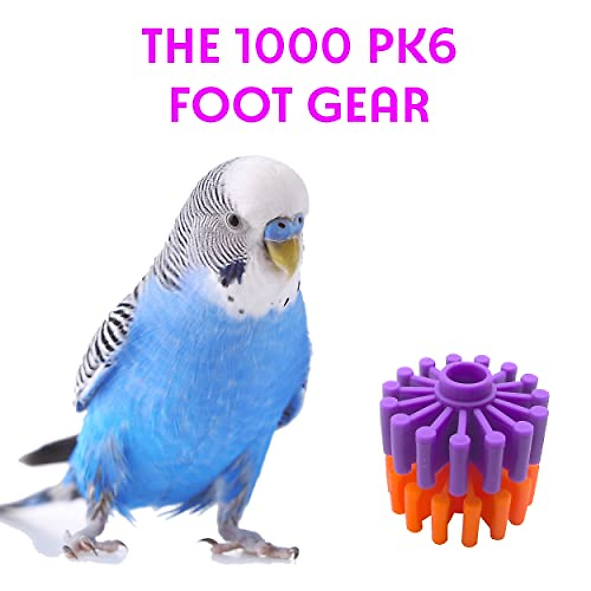 Mandarin Bird Toys by M&M 1000 Foot Gear Pk6 - Brightly Colored Durable Plastic Foot Toy Pieces, Lots of Smooth Gear Spokes, Interlocks on Side and Center, Great for Small to Medium Size Pet Birds