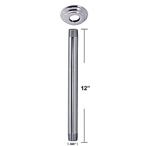 Westbrass A3612A-26 1/2" IPS x 12" Round Ceiling Mount Shower Arm with Flange, Polished Chrome