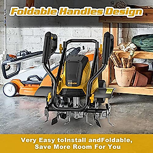 EVEAGE Electric Tiller for Garden, 18 Inch Power Tillers and Cultivators Electric, 13.5AMP Rototiller Cultivator Garden Tool, 4'' - 8'' Tilling Depth Foldable Handle