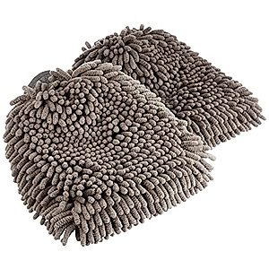 Amazon Basics Deluxe Microfiber Car Wash Drying Mitts, 2 Pack, Gray, 10.44" L x 9.06" W