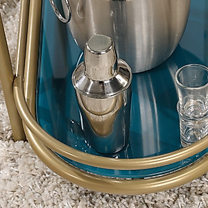 Sauder Coral Cape Bar Cart/Pantry cabinets, Satin Gold Finish