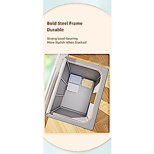 Large Capacity Clothes Storage Bags - Foldable clothing Storage Bins with Foldable Metal Frame, Zipper, Handles, Windows, for clothes and blanket - Underbed storage containers (24L, Cotton)