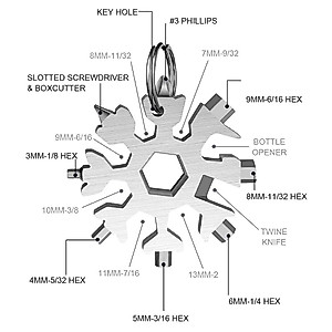 3 Pack 18-in-1 Snowflake Stainless Steel Multi Tool, Portable and Durable Screwdriver Compact Snowflakes Multitool for Bottle Opener/Outdoor Camping/Keychain for Christmas