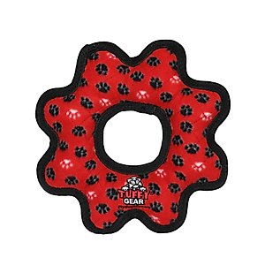 TUFFY- World's Tuffest Soft Dog Toy- Ultimate Gear Ring - Red Paw-Squeakers - Multiple Layers. Made Durable, Strong & Tough.Interactive Play (Tug,Toss & Fetch).Machine Washable & Floats.