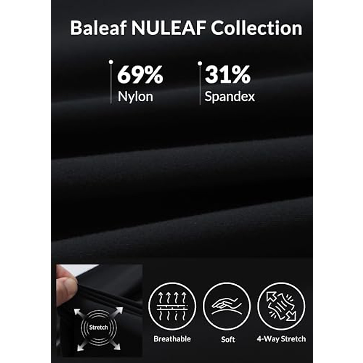 BALEAF Nuleaf Scoop Neck Long Sleeve Crop Top for Women Slim Fit Workout Shirts Tight Base Layer Athletic Gym Casual Black M