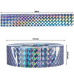 2 * 300 Foot Bird Scare Tape, Bird Ribbon Bird Reflective Flash Tape Woodpecker Deterrent Bird Scare Ribbon Repellent Keep Birds Away Outdoor