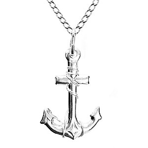 Ritastephens Sterling Silver Cross Marine Anchor Pendant Charm Necklace 24" Large