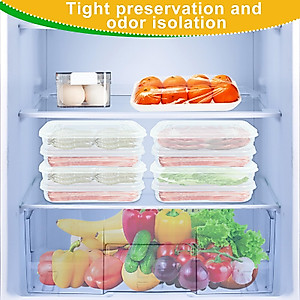 KKONHII Bacon Keeper, 8 Pcs Deli Meat Container for Fridge Plastic Saver Container with Lids and 2 Bacon Clip Airtight Cold Cuts Cheese Container Food Storage Box Shallow Low Christmas Cookie Holder